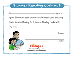 Summer Reading Contracts & Journals | Reading A-Z